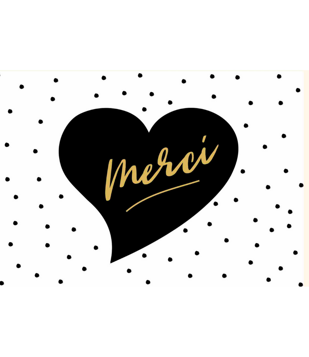 Greeting Card Merci Heart Black – Art&Science